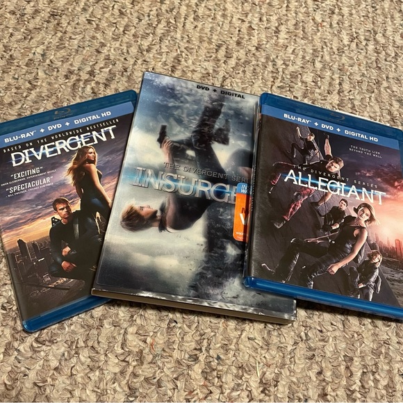 Media | Divergent Trilogy Series Insurgent Allegiant Movie Dvd Set Blue Ray | Poshmark